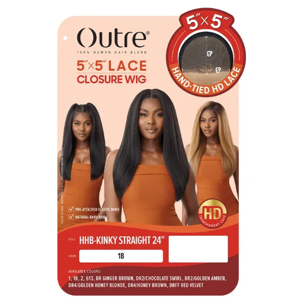 Perruque Lisse Kinky Straight Closure HD 5x5 24 pouces - Outre – Diouda